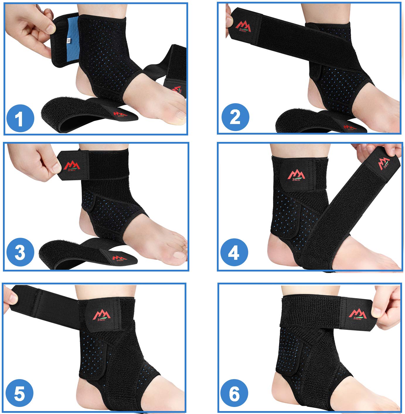 Ankle Brace, 2PCS Ankle Braces for Men & Women, Adjustable Compression Ankle Wrap Support for Ankle Protection, Breathable & Comfortable, Ankle Support Brace for Sprains, Sports Injuries and Recovery