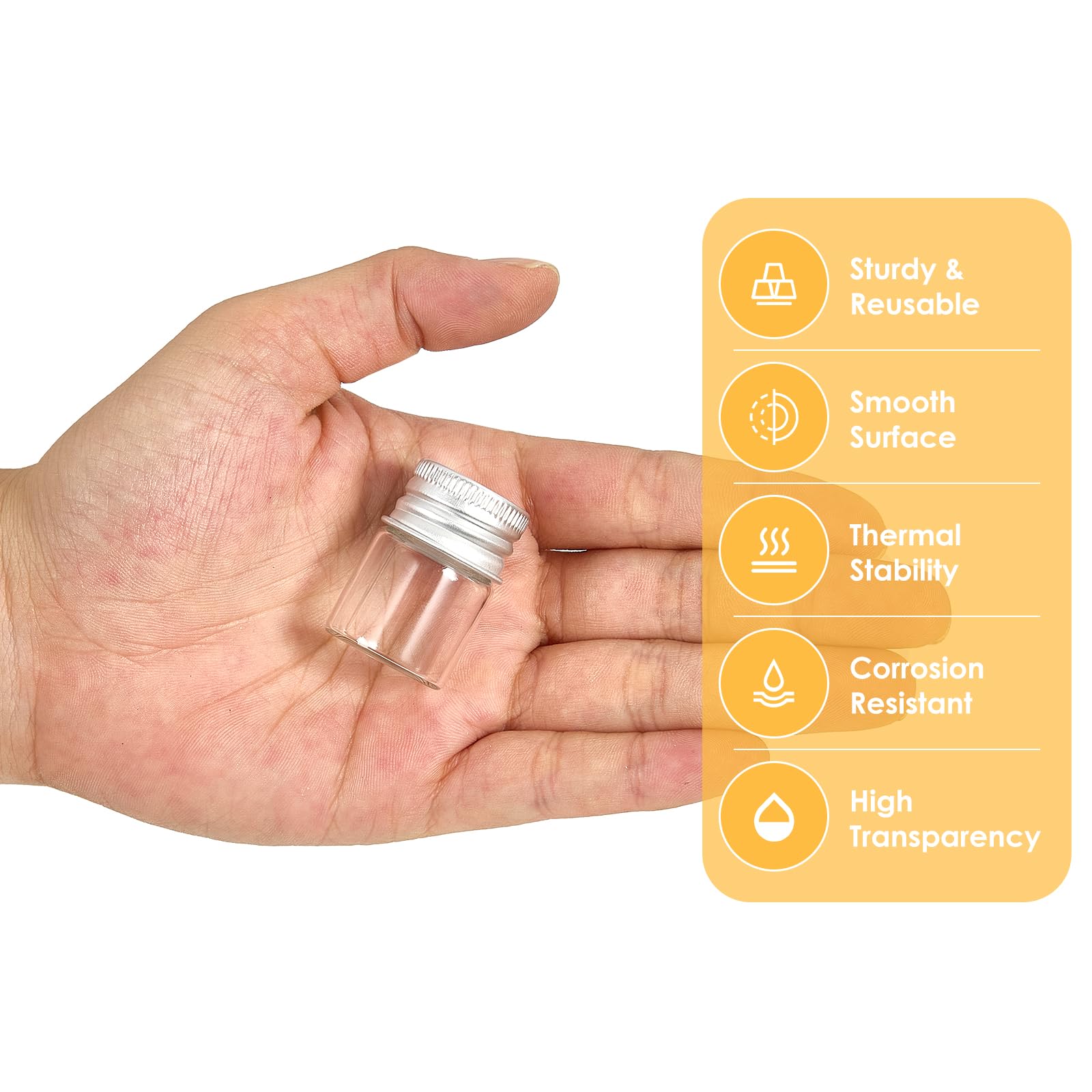 5ml Glass Vials with Screw Caps and Plastic Stoppers, Small Clear Liquid Sample Vial, Leak-Proof Vial, 12PCS