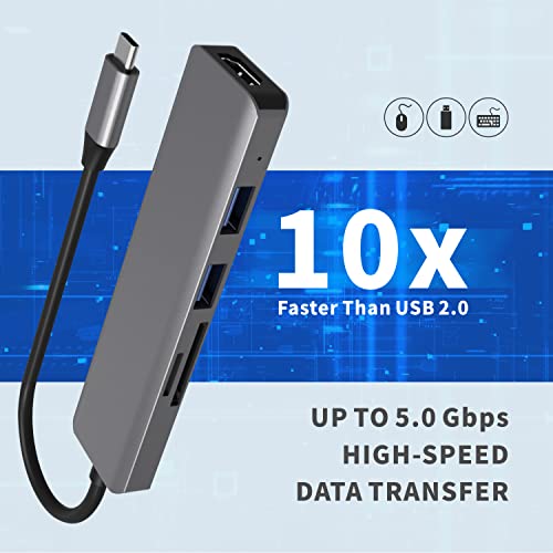 2 Pack LasAnclas USB C Hub, USB C Docking Station with 4K HDMI, 100W PD, 5Gbps USB 3.0, SD/TF Card Reader 1Gbps, LAN USB C Dongle
