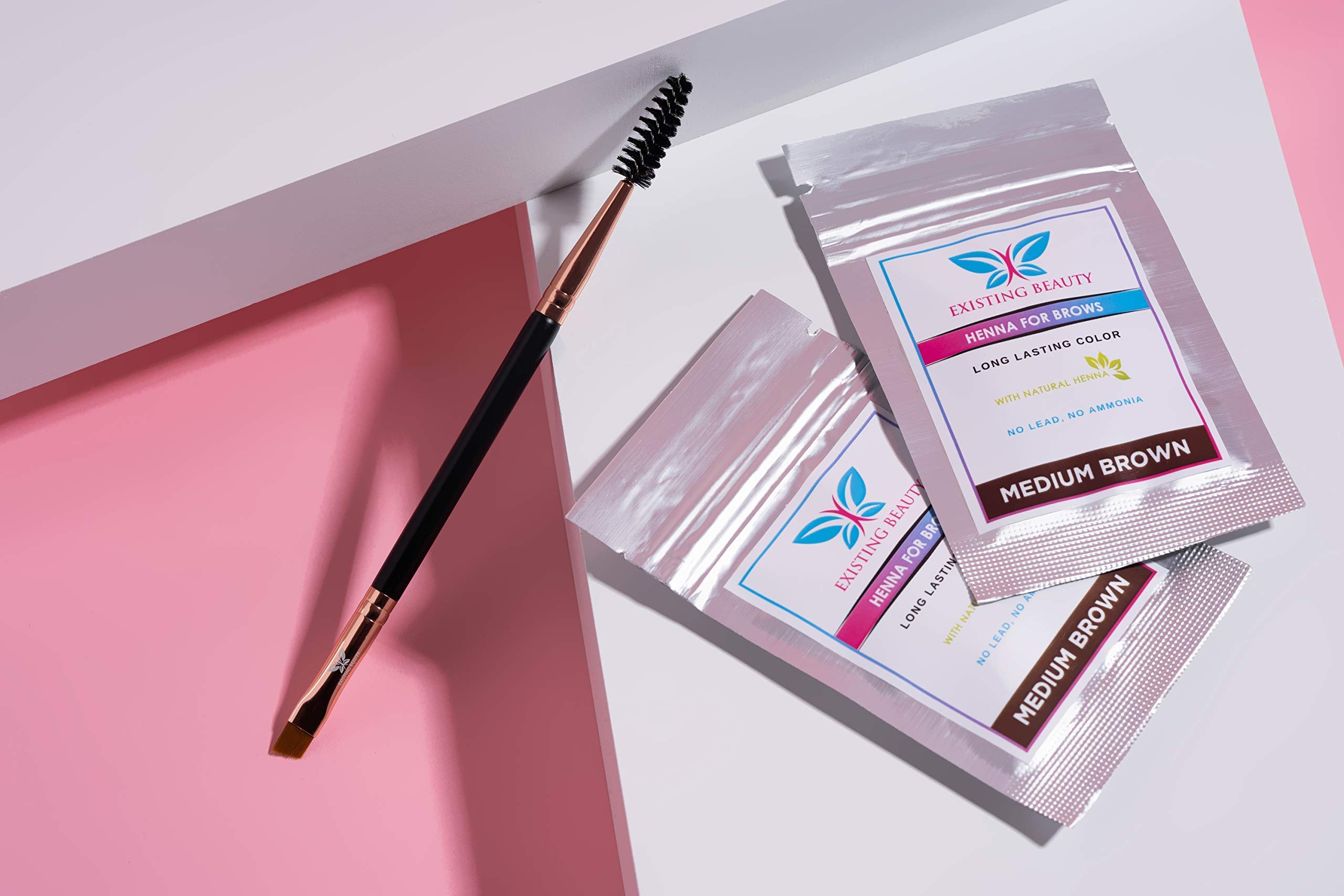 Eyebrow Tint Brush for Eyebrow Henna Brow Tint - Spoolie Eyebrow Brush for Brow Henna - Lash Tint Brush Comb for Eyelash Tint - Angled Eyebrow Brush by Existing Beauty