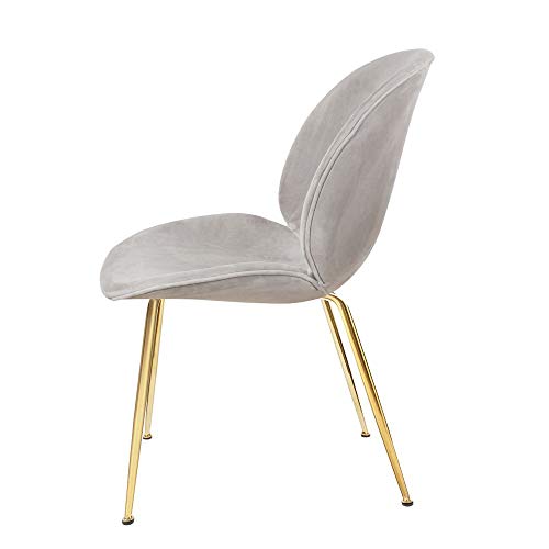 GIA Contemporary Dining Chair with Velvet Upholstery, Qty of 2, Light Gray