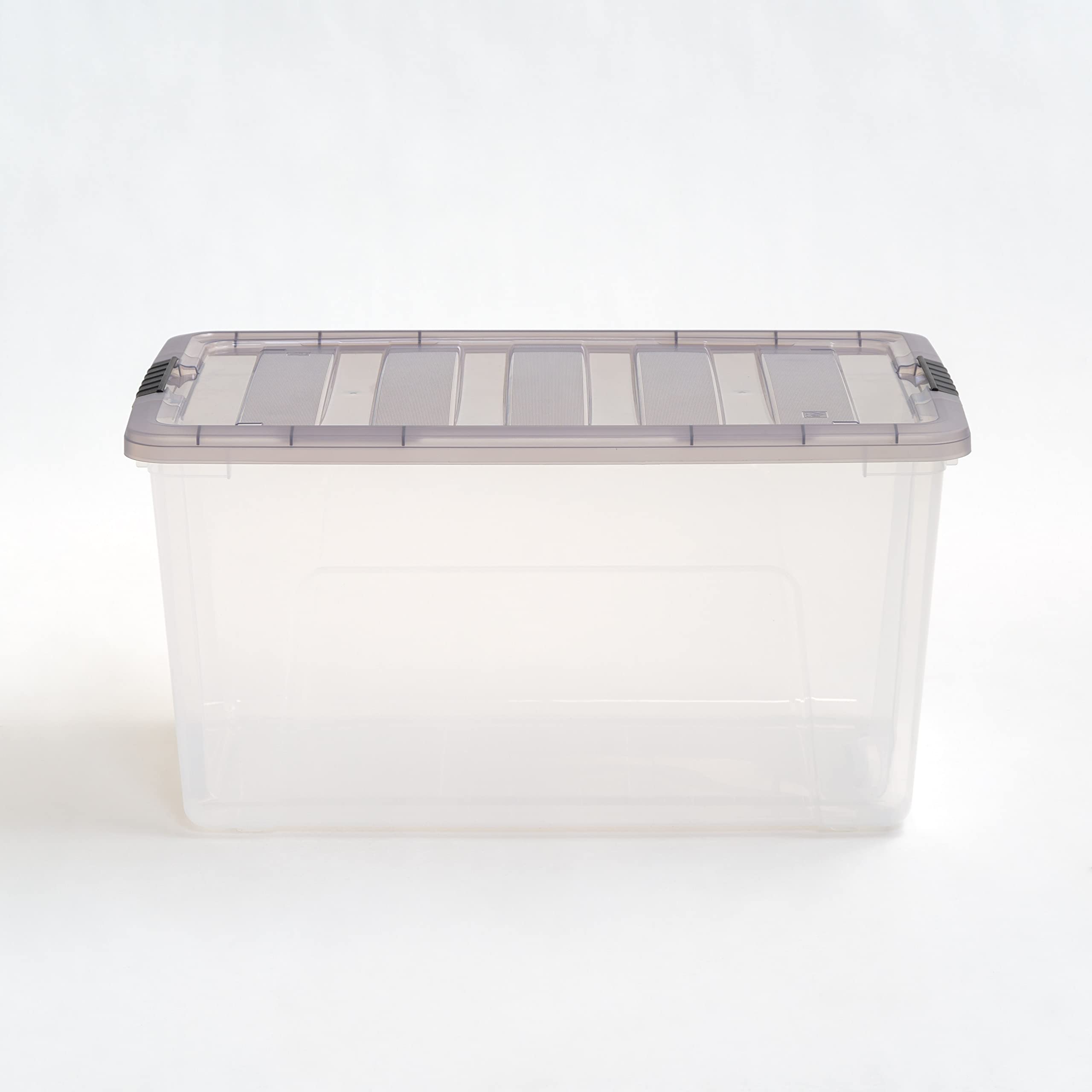 IRIS USA 72 Quart Stack & Pull Clear Storage Box, Gray, 3 Pack