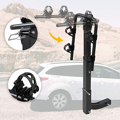2-Bike Carrier Hanging Hitch Rack Foldable Transport Rack for Cars Trucks SUVs Black
