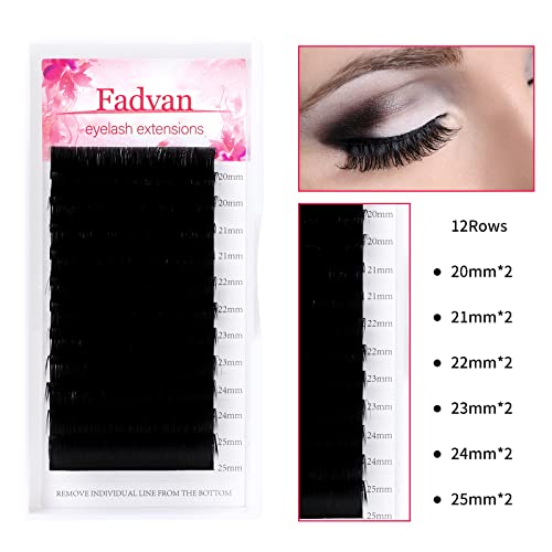 Eyelash Extensions C Curl Individual Lashes Not Easy Fans 0.07mm 20-25mm Mixed Tray Faux Mink Eyelash Extension Supplies Classic Lash Extensions Professional Salon Use by FADVAN (0.07mm-C, 20-25mm)