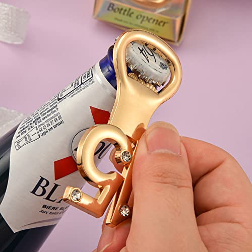 24Pcs Golden 15 Bottle Openers for 15th Birthday Party Favors Rhinestones Decorations for Wedding Anniversary Gifst Souvenrs or Keepsaks for Guests