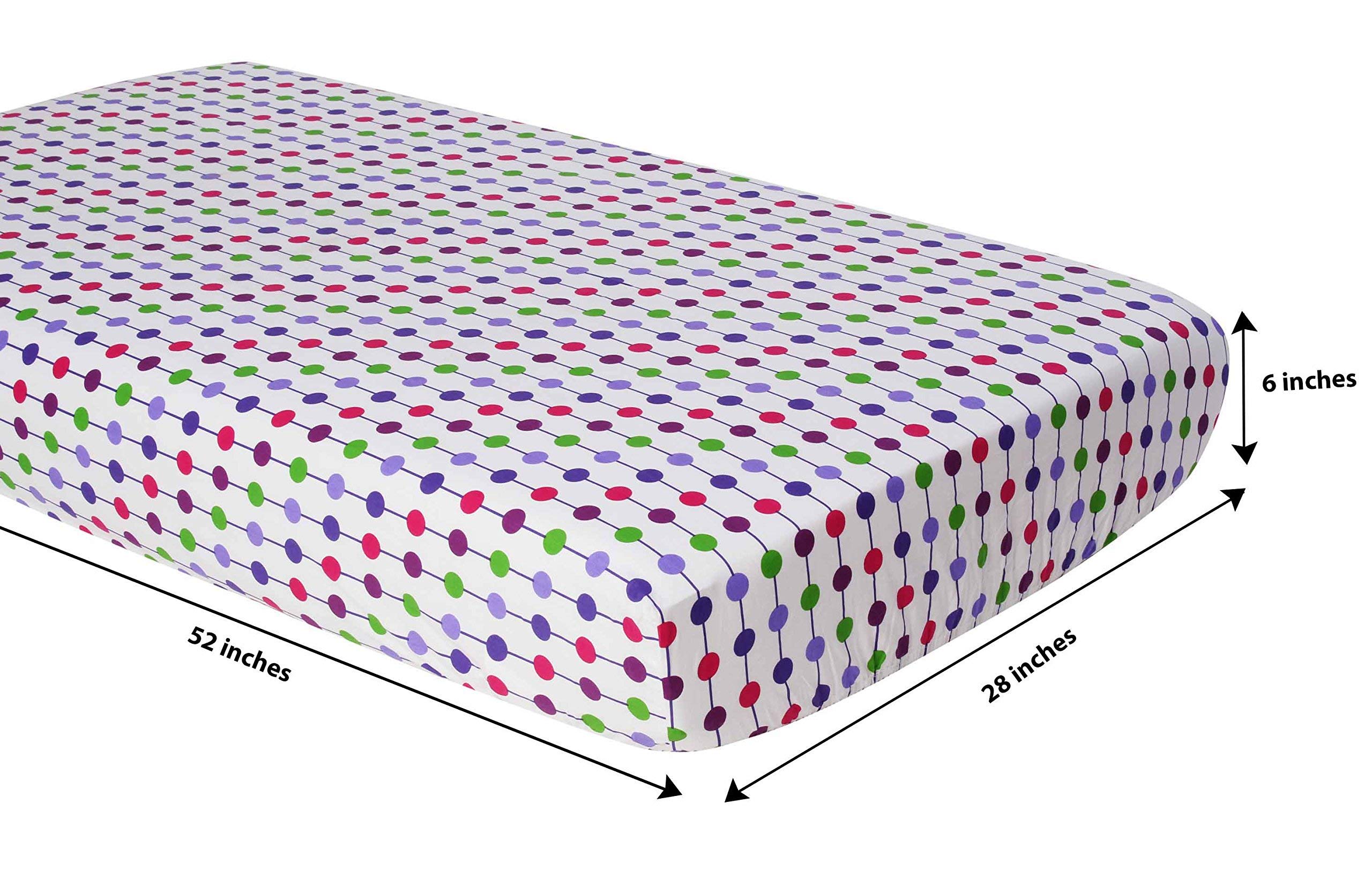 Bacati - 2 Pack Dots Purple Girls 100% Cotton Universal Baby US Standard Crib or Toddler Bed Fitted Sheets (Pearl String, Purple)