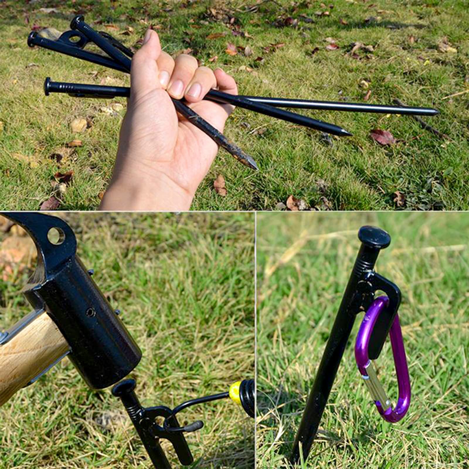 16 Inch Tent Stakes,4 Pieces Strength Steel Heavy Duty Camping Stakes Unbreakable and Inflexible Stakes Spikes for Camping Backyard Rocky Ground