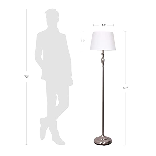 Catalina 21415-000 Transitional 3-Piece Metal Floor & Table Lamp Set with Linen Shades, 59" and 24", Brushed Nickel