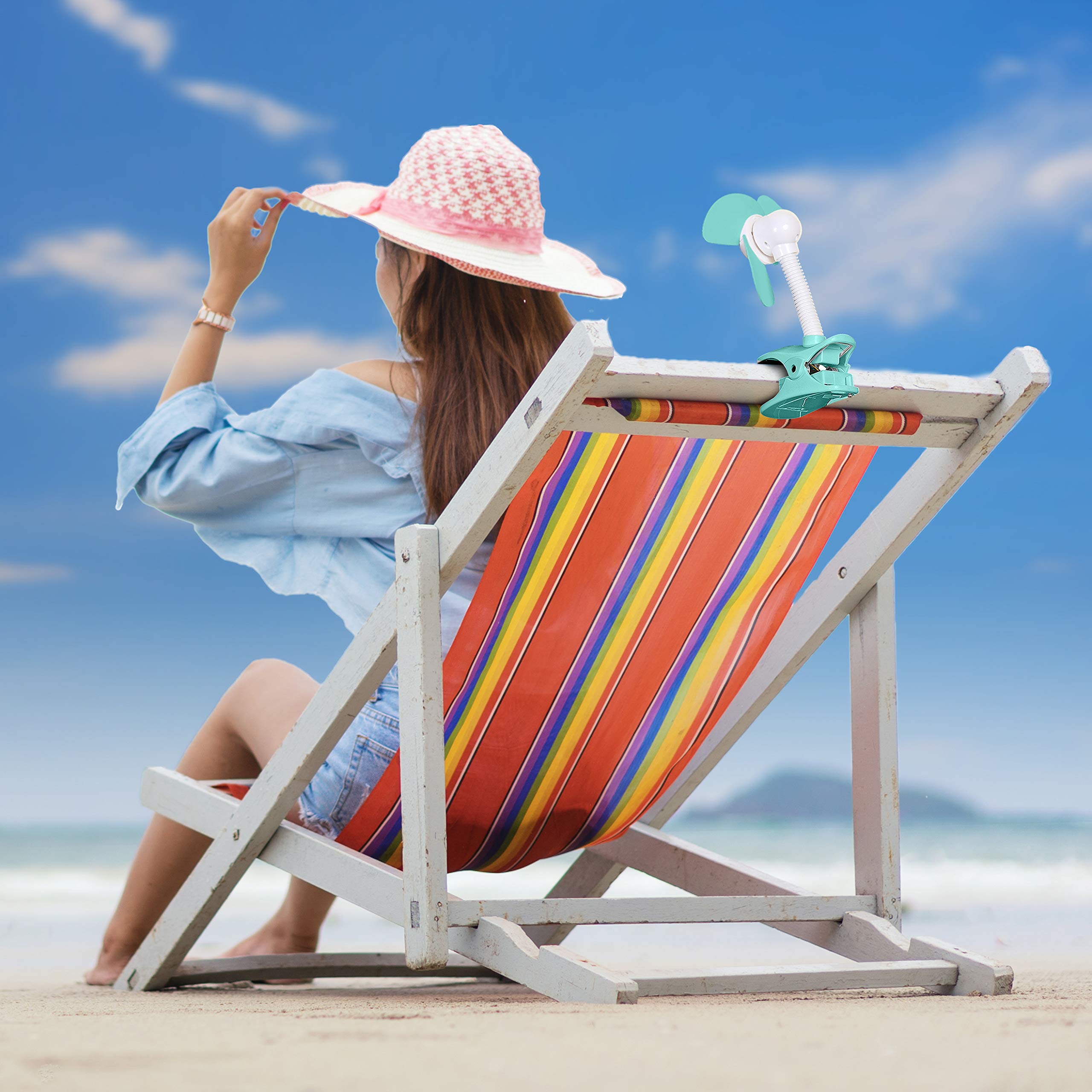 Dreambaby Deluxe EZY-Fit Clip on Fan with Soft Fins - Perfect for Strollers, Cribs, Wheelchairs, Beach, Pool, Much More! (Aqua)