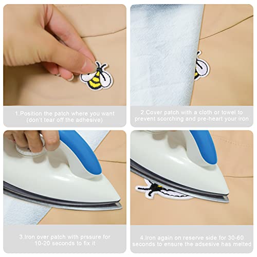 Bee Embroidered Patches, BENBO 30 Pieces Honey Bee Iron On Patch Sunflower Embroidered Applique Bumble Bee Flower Sewing Patches for Bags Jackets Jeans Clothes DIY Decoration Patches