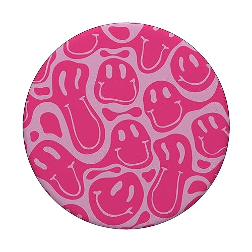 aesthetic trippy pink liquid swirl dripping smile face PopSockets Standard PopGrip