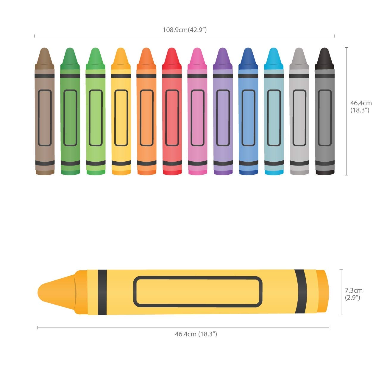 DECOWALL DW-1907 Colourful Crayons Kids Fabric Wall Stickers Wall Decals Peel and Stick Removable Wall Stickers for Kids Nursery Bedroom Living Room décor