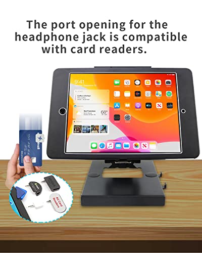 CarrieCathy Desktop Wall Mount Anti-Theft Security Kiosk POS Stand Holder Enclosure for 10.2" 2021 iPad 9th Gen 2020 iPad 8th Gen 2019 iPad 7th Gen, Flip & 360° Swivel Design