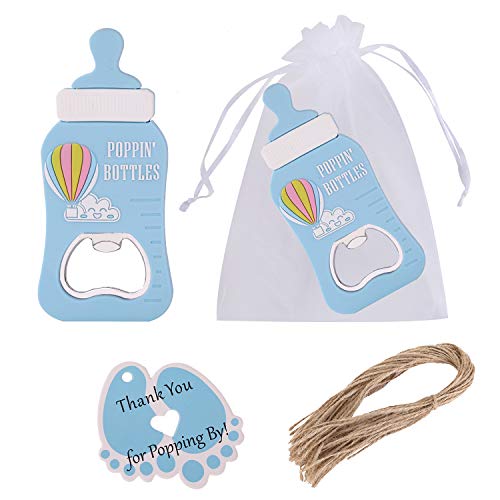 24Pack Poppin Bottle Shaped Bottle Opener Boy Baby Shower Favor 1st Birthday Gifts for Guest Kids Birthday Party Favor Mom-To-Be Party Souvenir/Keepsake,Baby Shower Decoration (Blue, 24)