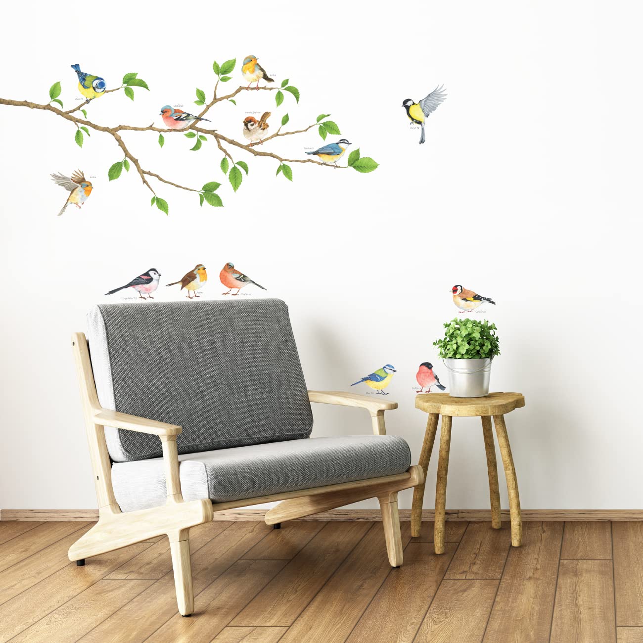 DECOWALL DWL-1804N Garden Birds on Tree Branch Kids Wall Stickers Wall Decals Peel and Stick Removable Wall Stickers for Kids Nursery Bedroom Living Room décor