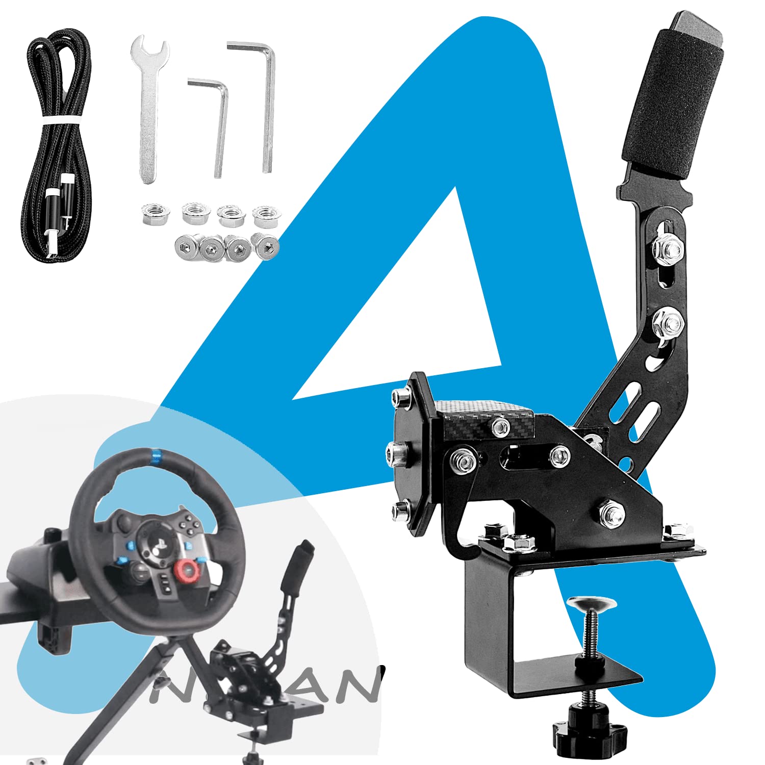 Anman G920 USB Handbrake,14-bit Progressive Handbrake with Clamp for PC Windows Racing Games Logitech G920/G923 Thrustmaster Peripherals/Dirt Rally