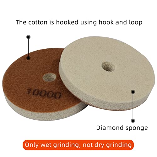 5" Diamond Sponge Fiber Polishing Pad 300-10000 Grit - Polishing Tile Stone Marble Concrete Ceramics Glass 7set