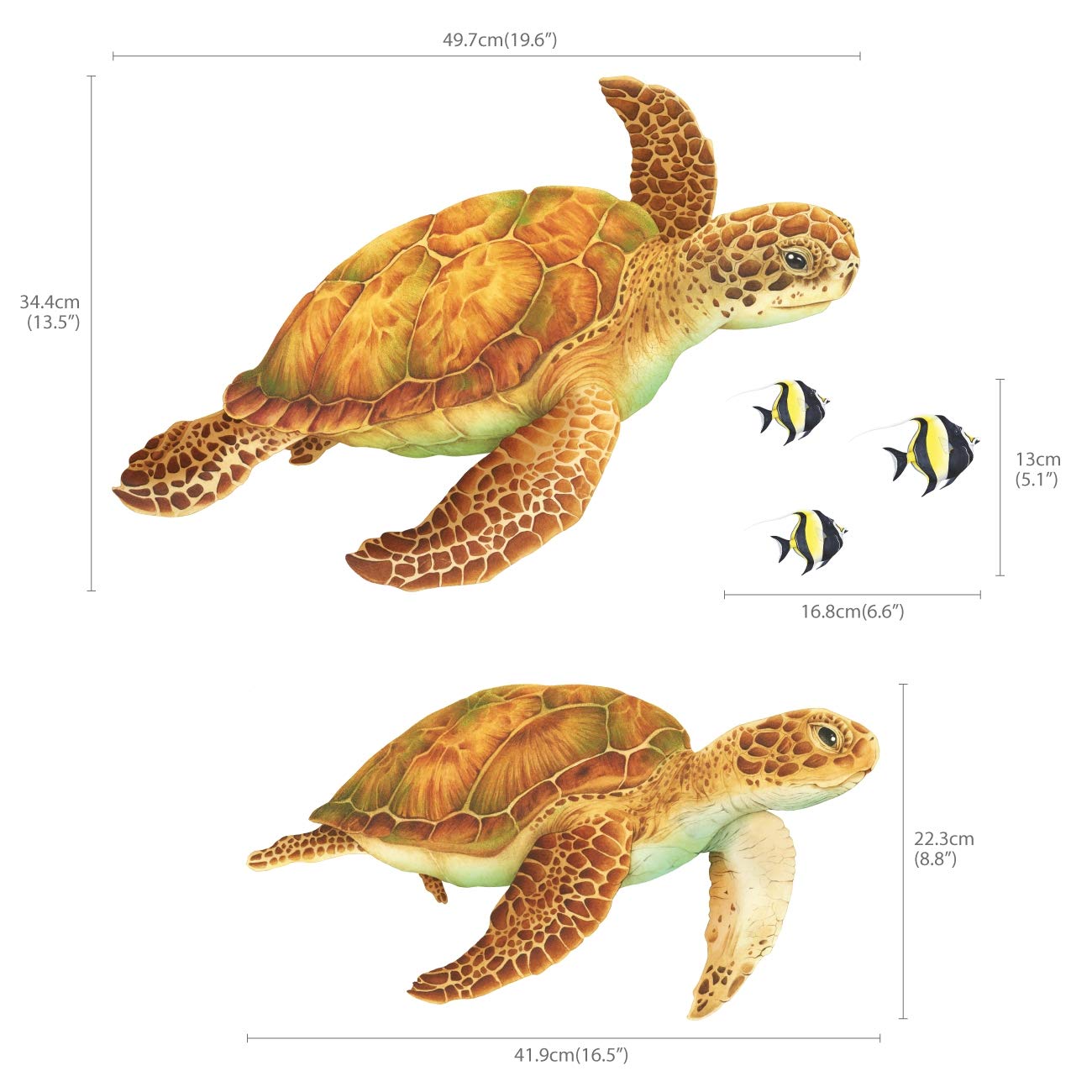 DECOWALL WL2-2011 Sea Turtles Wall Stickers Wall Decals Peel and Stick Removable Wall Stickers for Kids Nursery Bedroom Living Room décor