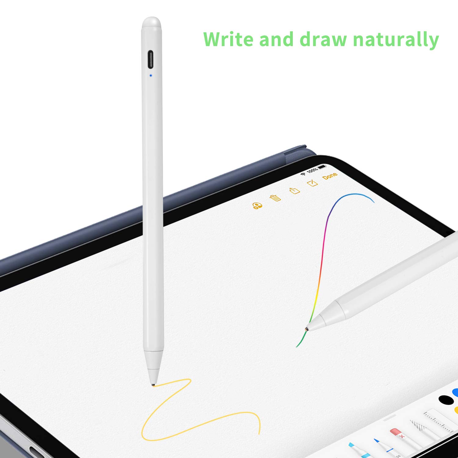 Electronic Stylus for iPad Mini 4 7.9" Pencil,Active Capacitive Pencil Compatible with Apple iPad Mini 4 7.9-inch Stylus Pens,Good on Drawing and Writing Type-C Rechargeable Pen, White