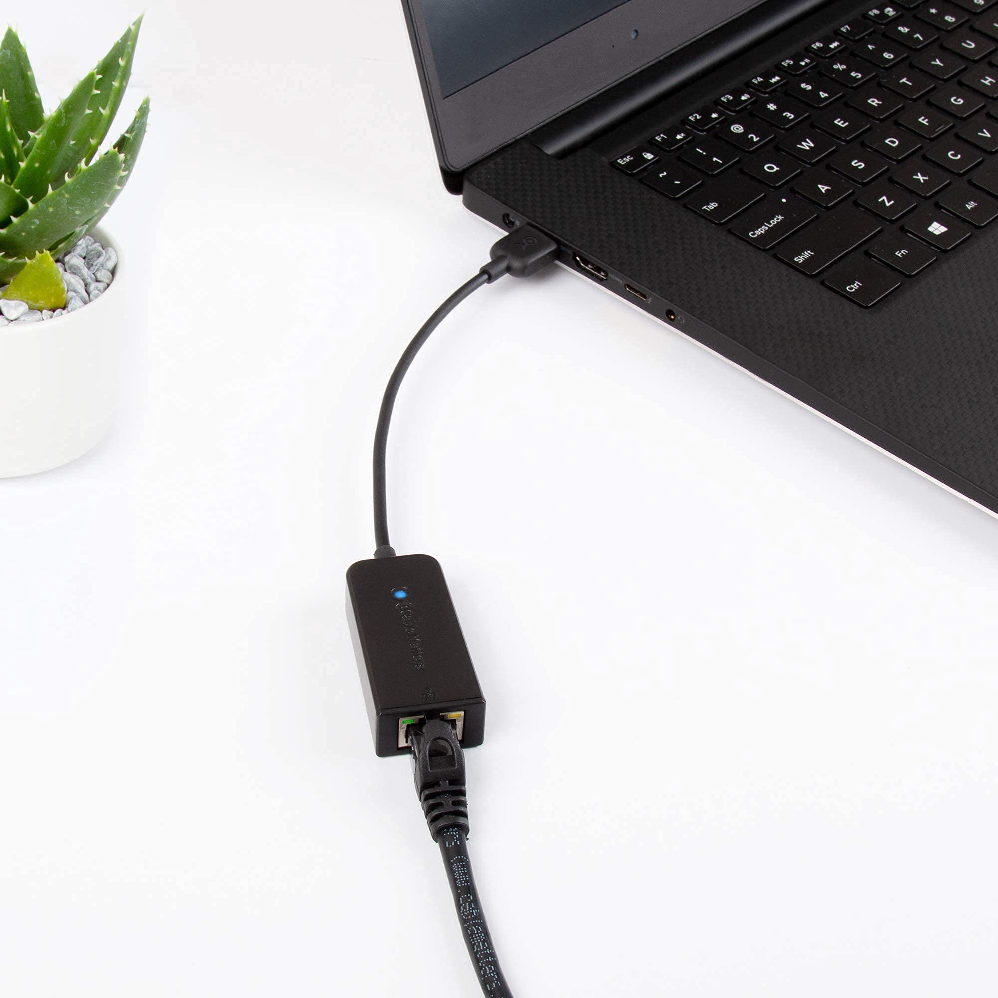 Cable Matters USB to Ethernet Adapter Supporting 10/100 Mbps Ethernet Network in Black & Snagless Cat6 Ethernet Cable