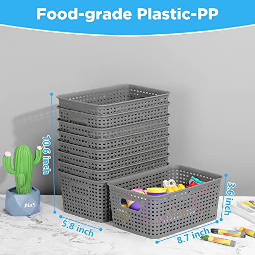 9 Pack Small Plastic Storage Baskets Durable Small Laundry Basket Organizer Bins Shelves Baskets for Kitchen Organization Countertops Desktops Cabinets Bedrooms Bathrooms, β8.7x 5.8x3.6 Inches