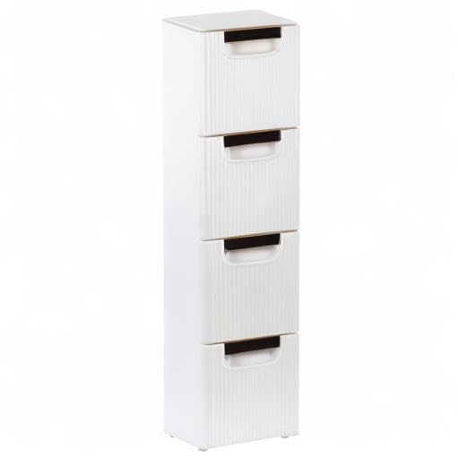 7.48in Slim Rolling Storage Drawer Cart on Wheels Narrow Pantry Cabinet Drawer Dresser, Movable 4-tier Thin Storage Utility Cart Drawer for Bathroom, Bedroom, Office, Kitchen, Living Room (4-tier)