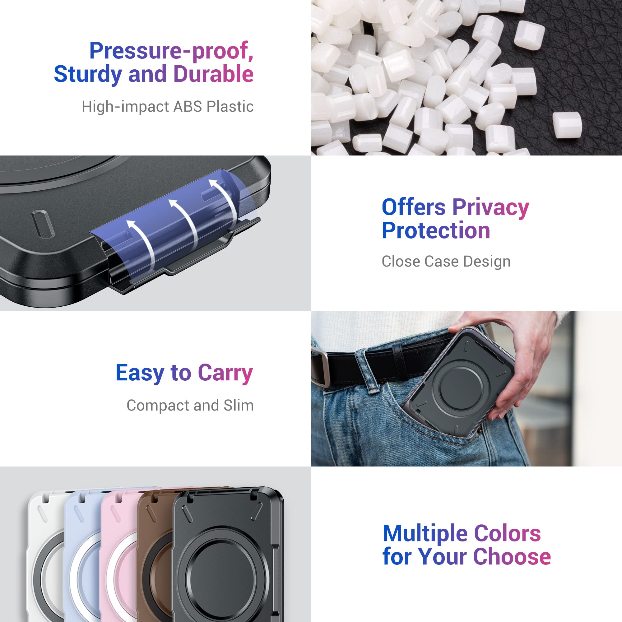 2-in-1 Mag Safe Wallet Stand, RFID Blocking Slim Hardshell 4 Credit Card & Money Pocket Magnets Magnetic Stand Wallet for Apple iPhone 15 14 13 12 Plus Max & MagSafe Case (Not for 13/12 Mini)