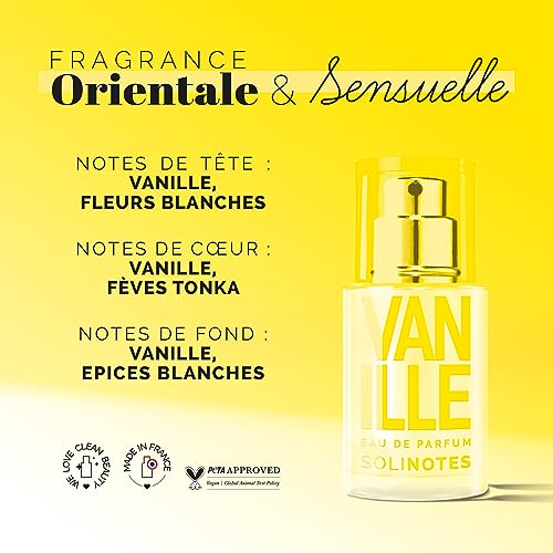 SOLINOTES Vanilla Perfume for Women - Eau De Parfum | Delicate Floral and Soothing Scent - Made in France - Vegan - 0.5 fl.oz