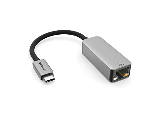 EZQuest USB-C to Gigabit Ethernet Adapter, 10/100/1000 Mbps with Anodized Aluminum Sleeves and LED Status Indicators for MacBook, MacBook Pro/Air, iPad Pro, Chromebook, XPS, Galaxy S9/S8 and More