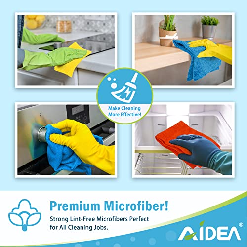 AIDEA Microfiber Cleaning Cloths-8PK, Cleaning Cloth Drying Towel, All-Purpose Softer Highly Absorbent, Lint Free, Streak Free Wash Cloth for House, Kitchen, Car, Window, Gifts-(12in.x 12in.)