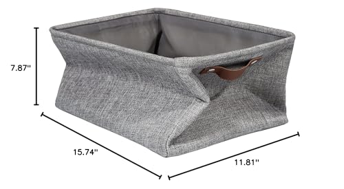 QURTS Large Storage Bins(15.74 x 11.81 7.87 inches), Foldable Fabric Baskets with Handles for Cupboards, Wardrobe, Shelves, Bathroom, Clothes, Toys, Towel (Grey, 3 Pack) Gray 15.6 11.7 7.8 inches
