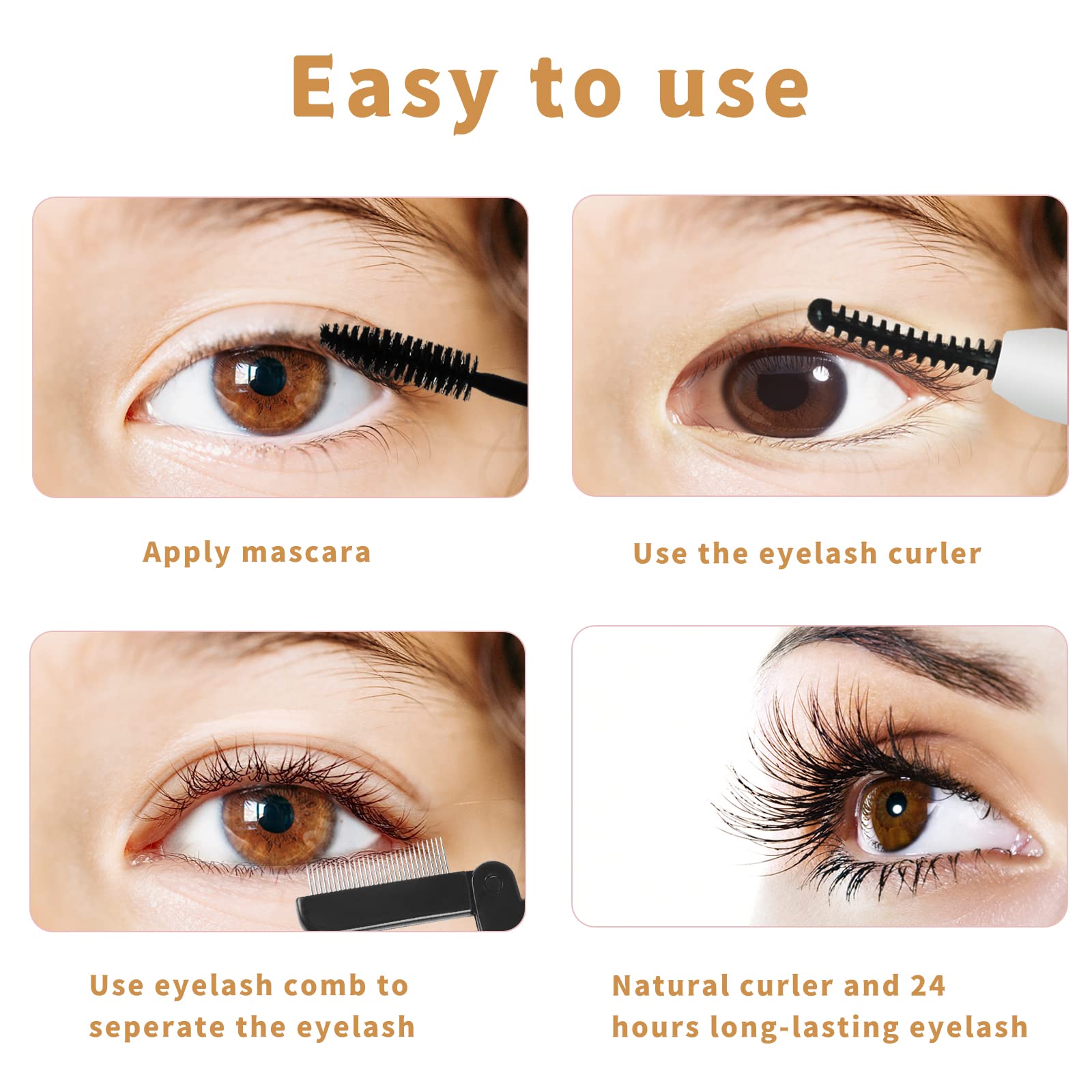 Acavado Heated Eyelash Curlers Heated Lash Curler with Comb Electric Eyelash Curler LED Display 3 Temperature Settings for Makeup Natural Curling 24H Long Lasting Eye Lashes Tool for Women White
