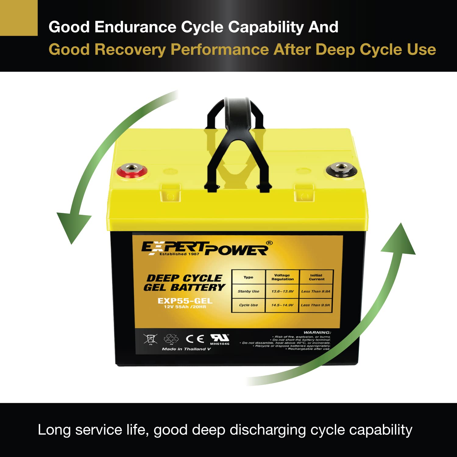 ExpertPower 12Volt 55AH Rechargeable Gel Battery