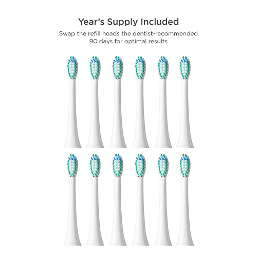 Soniclean Pro 4800 Electric Toothbrush for Adults with 12 Toothbrush Heads, Rechargeable Toothbrush, Automatic Toothbrush, Soft Bristle Toothbrush, White