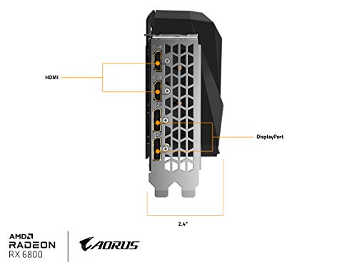 Gigabyte AORUS Radeon RX 6800 Master 16G Graphics Card, MAX-Covered Cooling, 16GB 256-bit GDDR6, GV-R68AORUS M-16GD Video Card