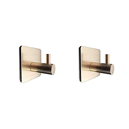 Adhesive Hooks,Wall Hooks Heavy Duty Hanger Bathroom Office Hooks for Hanging Kitchen Bathroom Home,Pack of 2 (Gold)