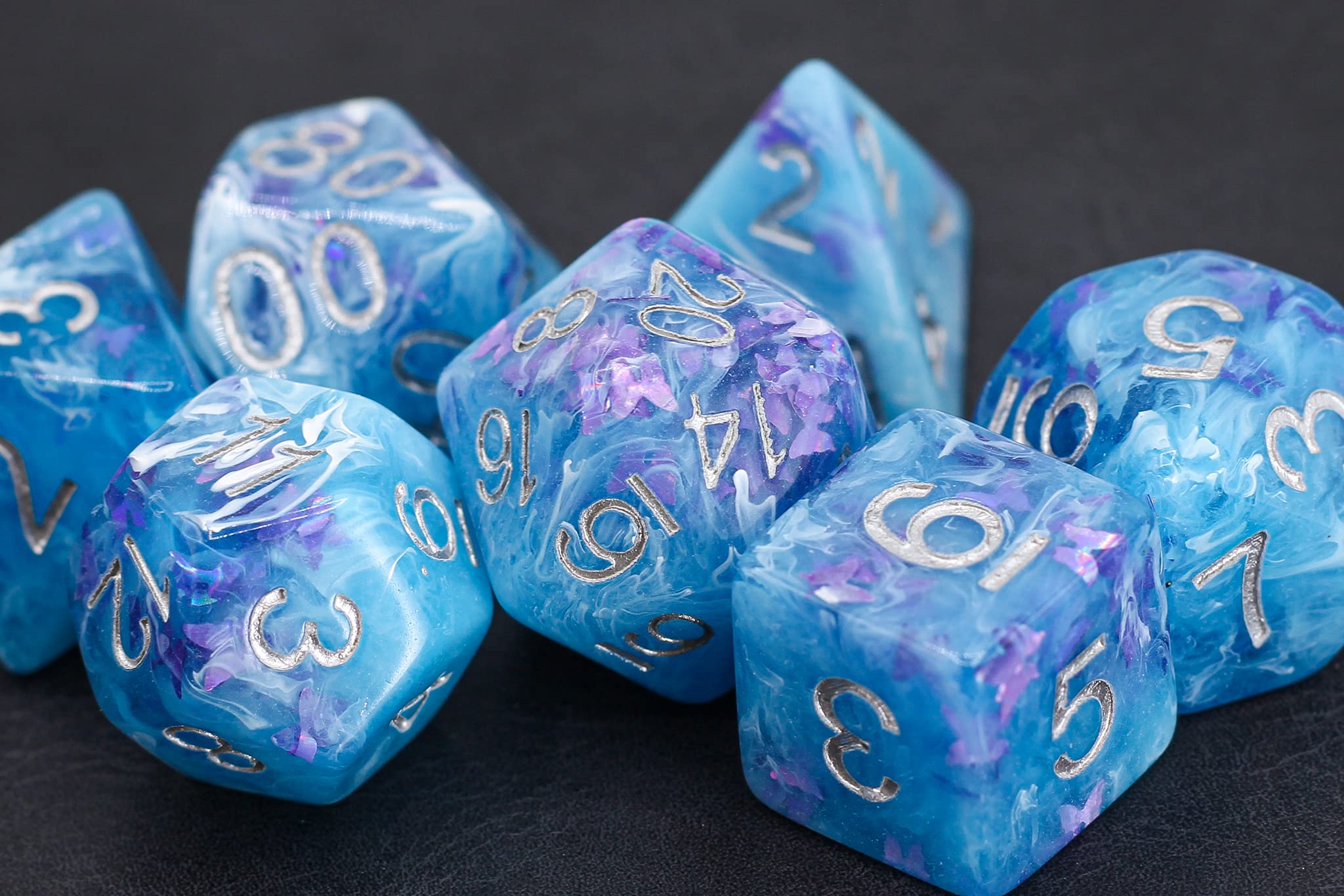 3DEGOS Blue Butterfly DND Dice Set for Dungeons and Dragons Gifts, D&D, D and D, Pathfinder, Accessories, D20, Polyhedral, Resin Dice, Metal, Dice Tray, Tower, Bag, Box