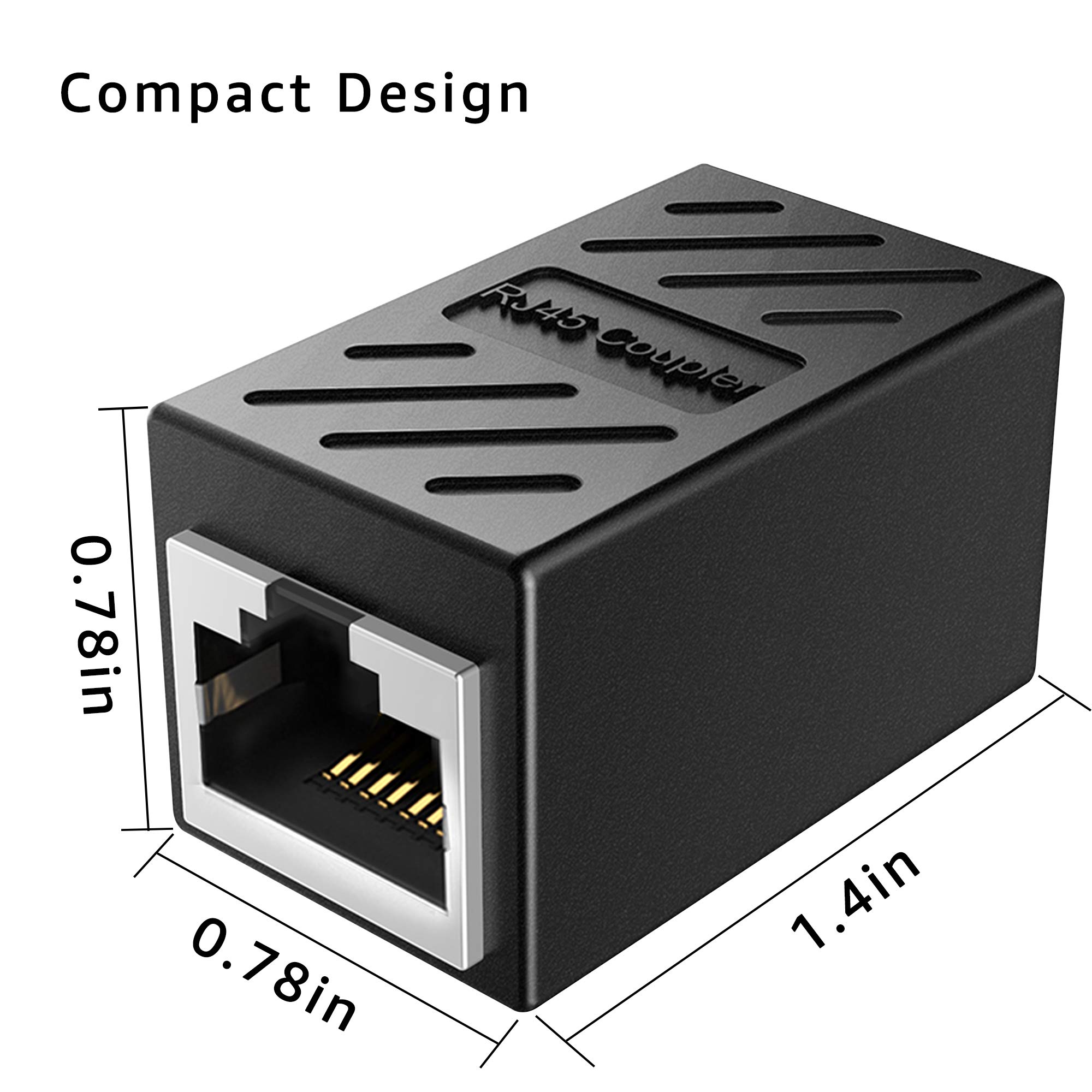 DEFACE RJ45 Coupler Cable Coupler Cat8 Cat7 Cat6 Cat5e Female to Female Ethernet Adapter 10pcs per Pack Black