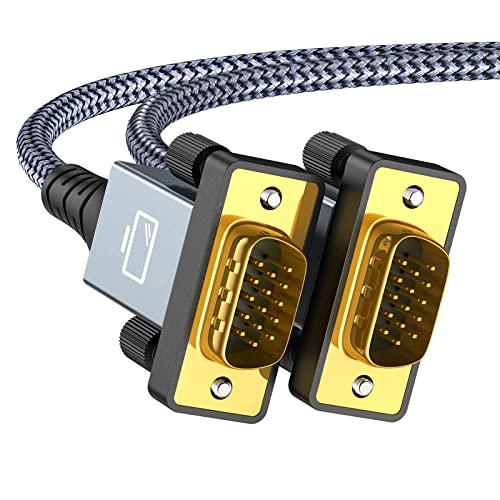 Capshi VGA to VGA Cable 6 Feet, VGA Cable 1080P Full HD Computer Monitor Cable with 15 pin 24k Gold-Plated Male to Male Cord for PC Laptop TV Projector[Aluminum Shell, Nylon Braided]