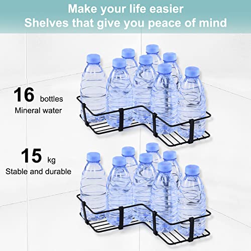 Adhesive Plastic Shower Caddy Bathroom Shower Basket Shelf Wall Mounted No Drilling Shower Storage Rack Organizer Caddy Wall Shelf, Spice Seasoning Rack Seasoning Organizer for Kitchen (MetalBlackCaddy_1Pk)
