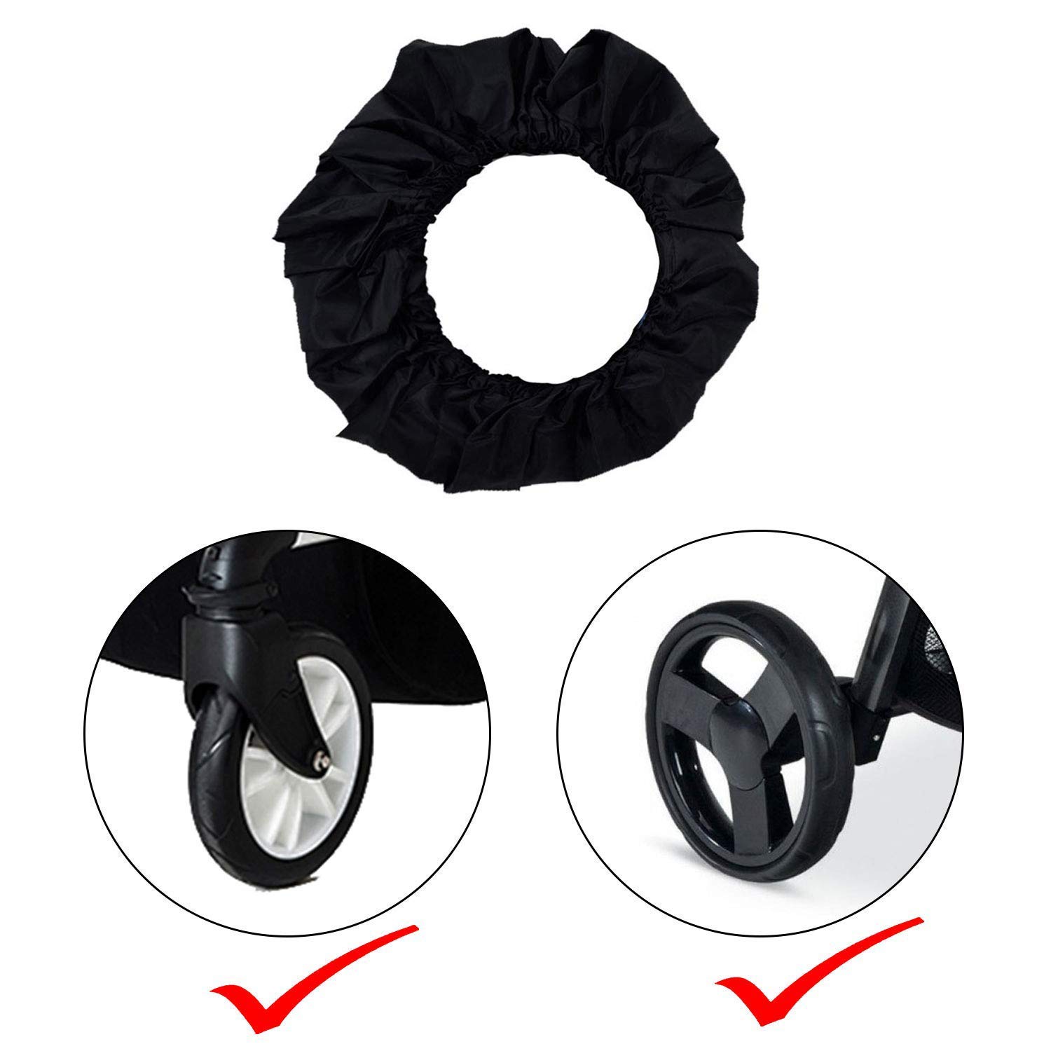 2 Pack Diameter 4.5-6.3 inch Baby Stroller Wheel Cover Dustproof Wheelchair Protector Cover Pushchair Wheel Cover Protector For Outdoor