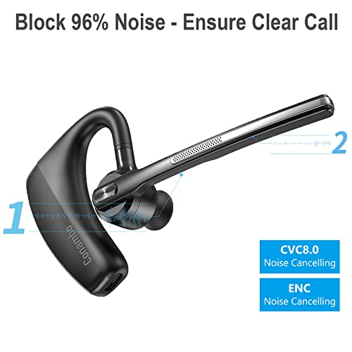 Conambo Bluetooth Headset 5.1, aptX HD 16 Hrs Talktime Bluetooth Earpiece with Microphone Noise Cancelling Wireless Headphones for Cell Phones Business Trucker Office