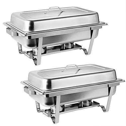 2 Pack of 8 Stainless Steel Rectangular Full Size Dish Dinner