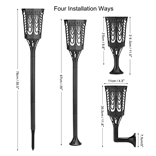 96LED 4 Ways LED Solar Flame Lamp Outdoor Waterproof Landscape Lawn Lamp Dancing Flicker Lights for Home Garden Decor Four Installation Modes
