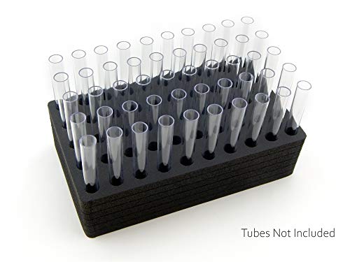 Polar Whale Test Tube Rack Black Foam Storage Rack Organizer Stand Transport Holds 50 Tubes Each Fits up to 12mm Diameter Tubes