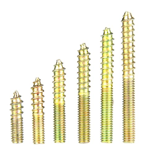 Fafeicy 110pcs M4 Dowel Screws, Woodworking Furniture Connector Double Ended Screw Hanger Bolt Zinc Plating Self Tapping Thread Screw
