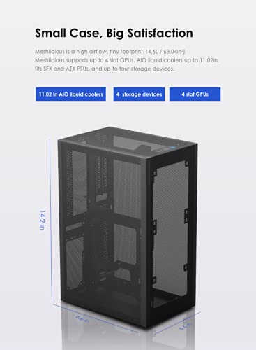 SSUPD Meshlicious Mini-ITX Small Form Factor (SFF) Case - Full Mesh Side Panel with PCIe Riser Cable - Tool-Free and Easy Accessibility (PCIE 4.0 Riser Cable, White)