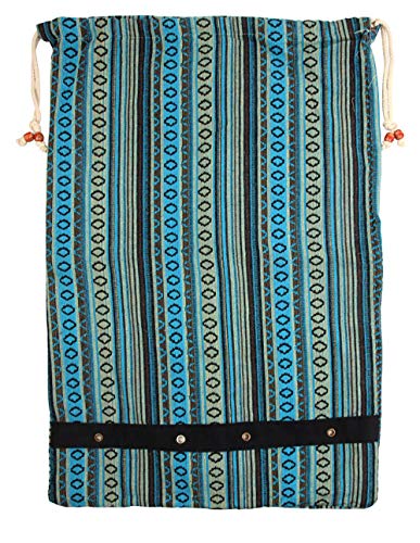 Gilbins Extra Heavy Duty Gypsy Nepali Fabric Laundry Bag with Shoulder Strap and Drawstring Closure