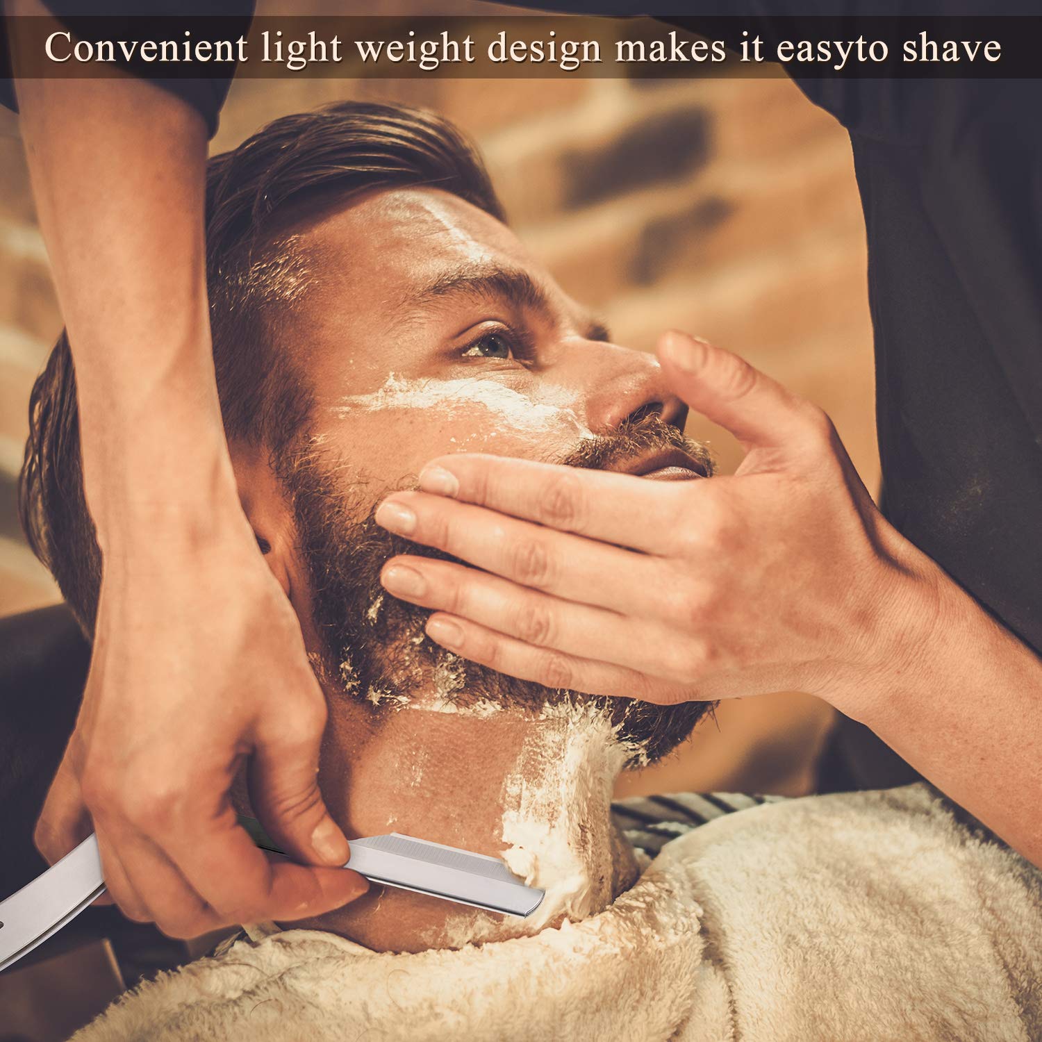 2 Pack Barber Straight Razors Straight Edge Shaving Razors Men Manual Shaver with 100 Pieces Double Edge Blades for Salon Barber, Black and Silvery