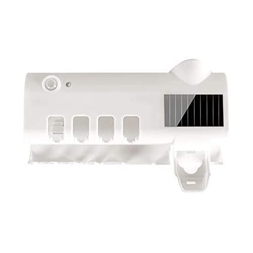 OWLDADDY Toothbrush Holder and Toothpaste Dispenser-Dustproof Dental Storage Rack, Wireless, Wall-Mounted, can Hold 4 Standard Household Bathroom Brushes, no Punching(White)